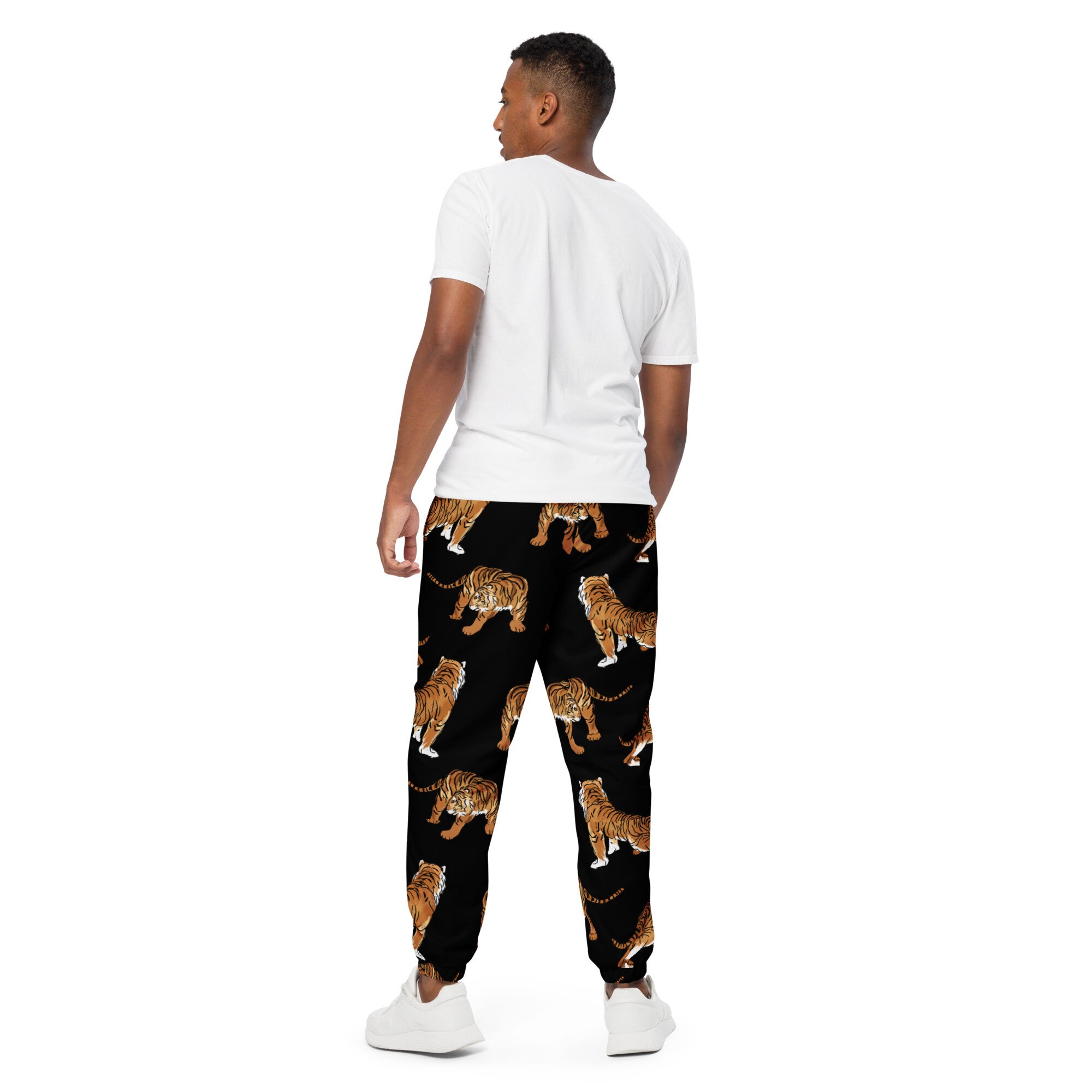 Bold Tigers All Over Print Unisex Track Pants, Tiger Mascot Men's Women ...