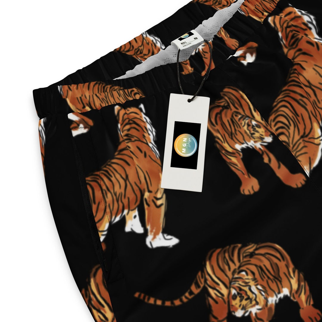 Bold Tigers All Over Print Unisex Track Pants, Tiger Mascot Men's Women ...