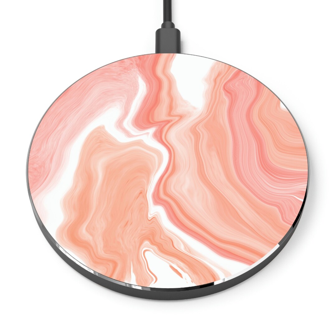 Peach Marble Swirl Wireless Charger, Micro USB iPhone Android Phone ...