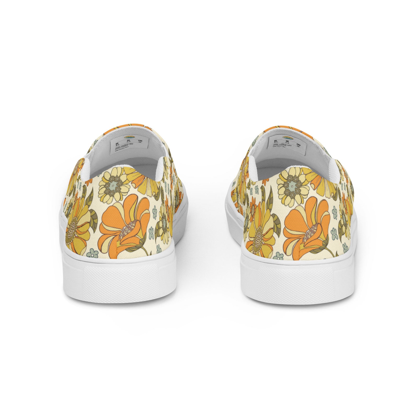 Retro 60's 70's Floral Orange and Yellow Women’s Slip-on Canvas Shoes ...