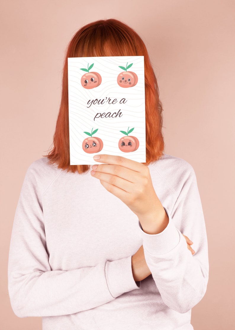 Editable Peach Thank You Card: Customizable Note (digital Download) - Etsy