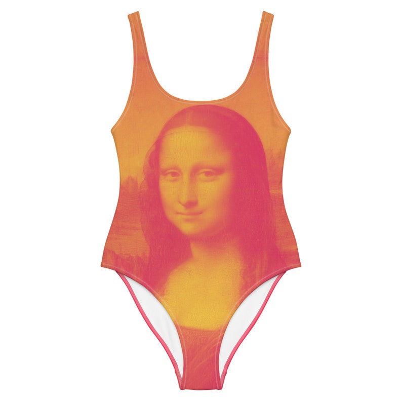 Pop Art Mona Lisa One-piece Swimsuit: Low Back Cheeky Swimwear - Etsy