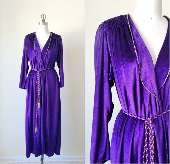 1970s BILL TICE Velvet Hollywood Glam Gown Robe • Vin… - Gem