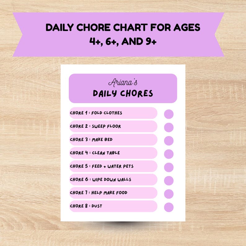 Chore Lists for Kids Template Canva Children Reward Weekly Daily Chore ...