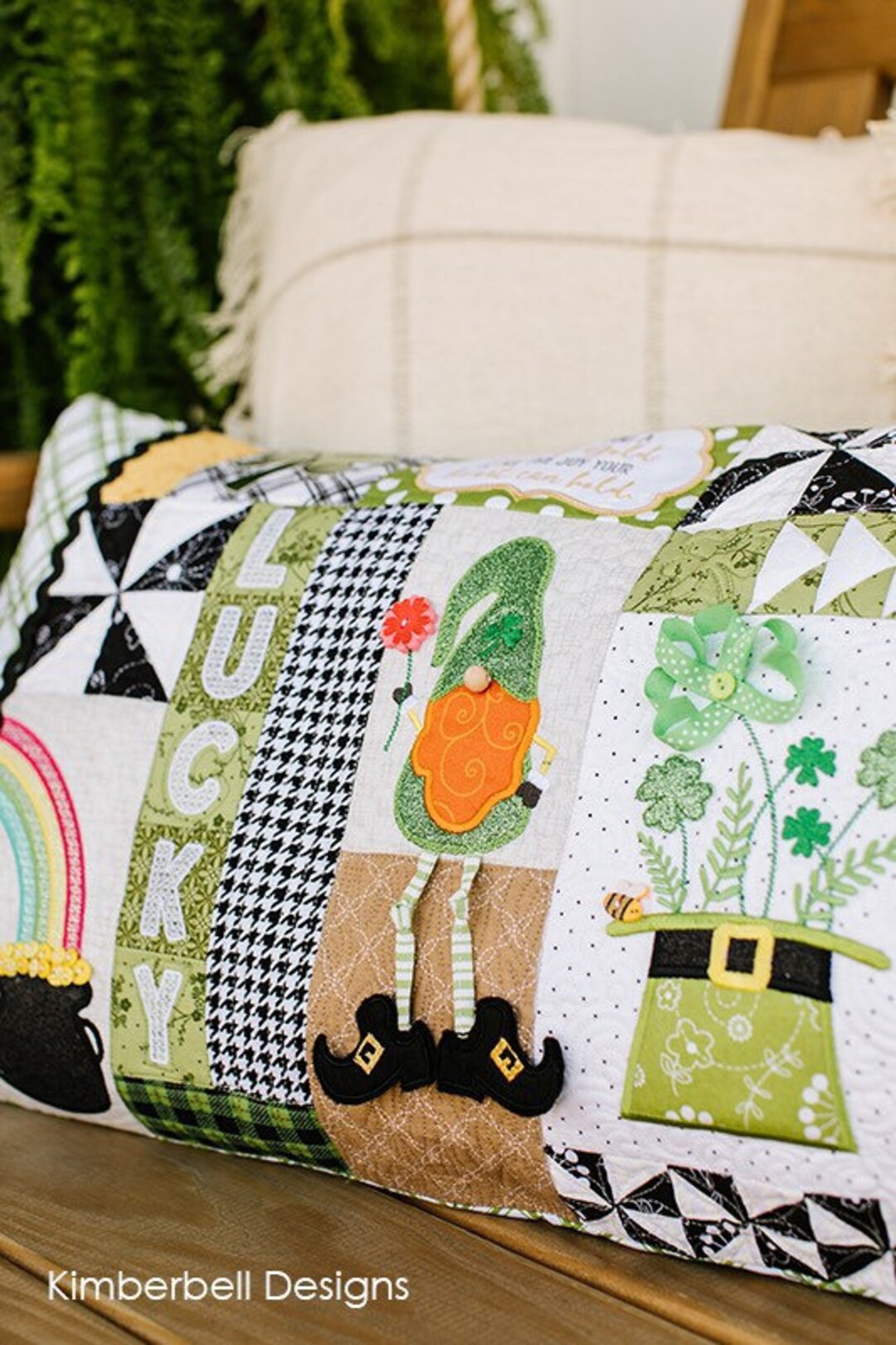 Embroidery Bench Pillow Kit Luck O the Gnome Bench Pillow Kimberbell ...