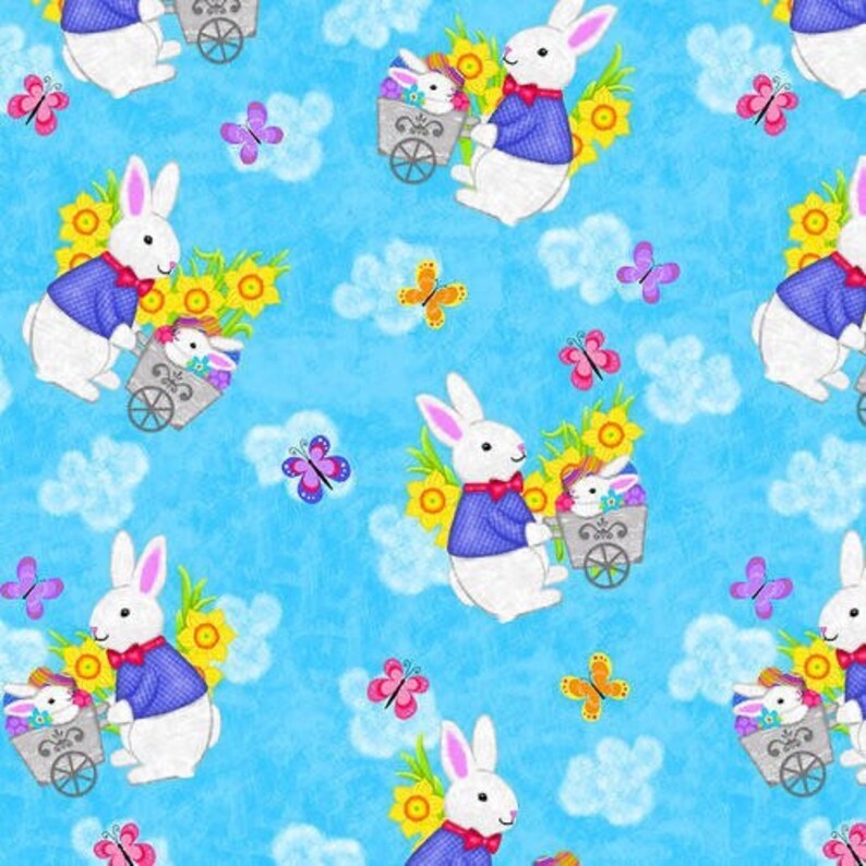Hello Spring Fabric Bunny Fabric 1 Yard Cut Studio E | Etsy