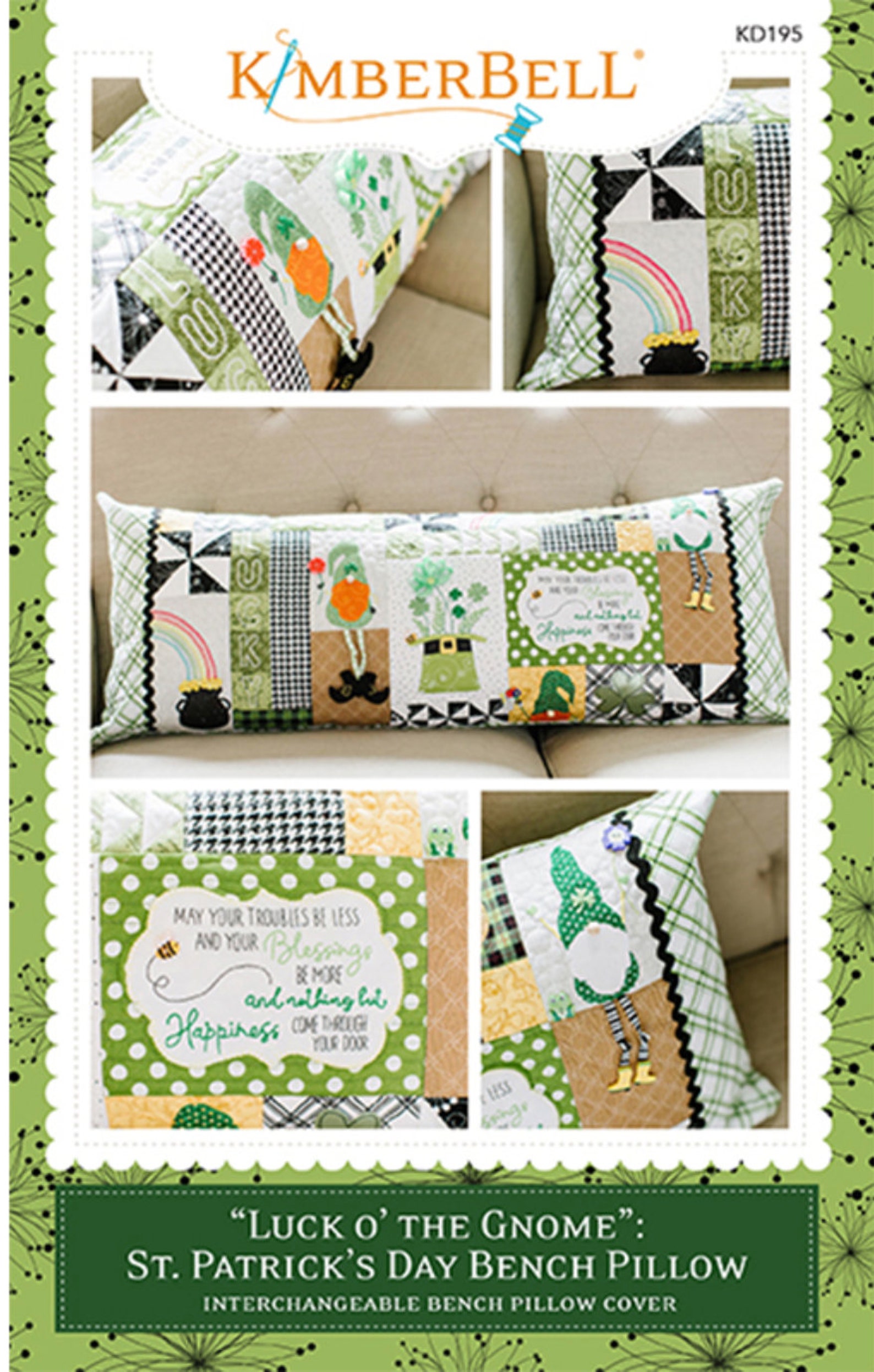 Embroidery Bench Pillow Kit Luck O the Gnome Bench Pillow - Etsy
