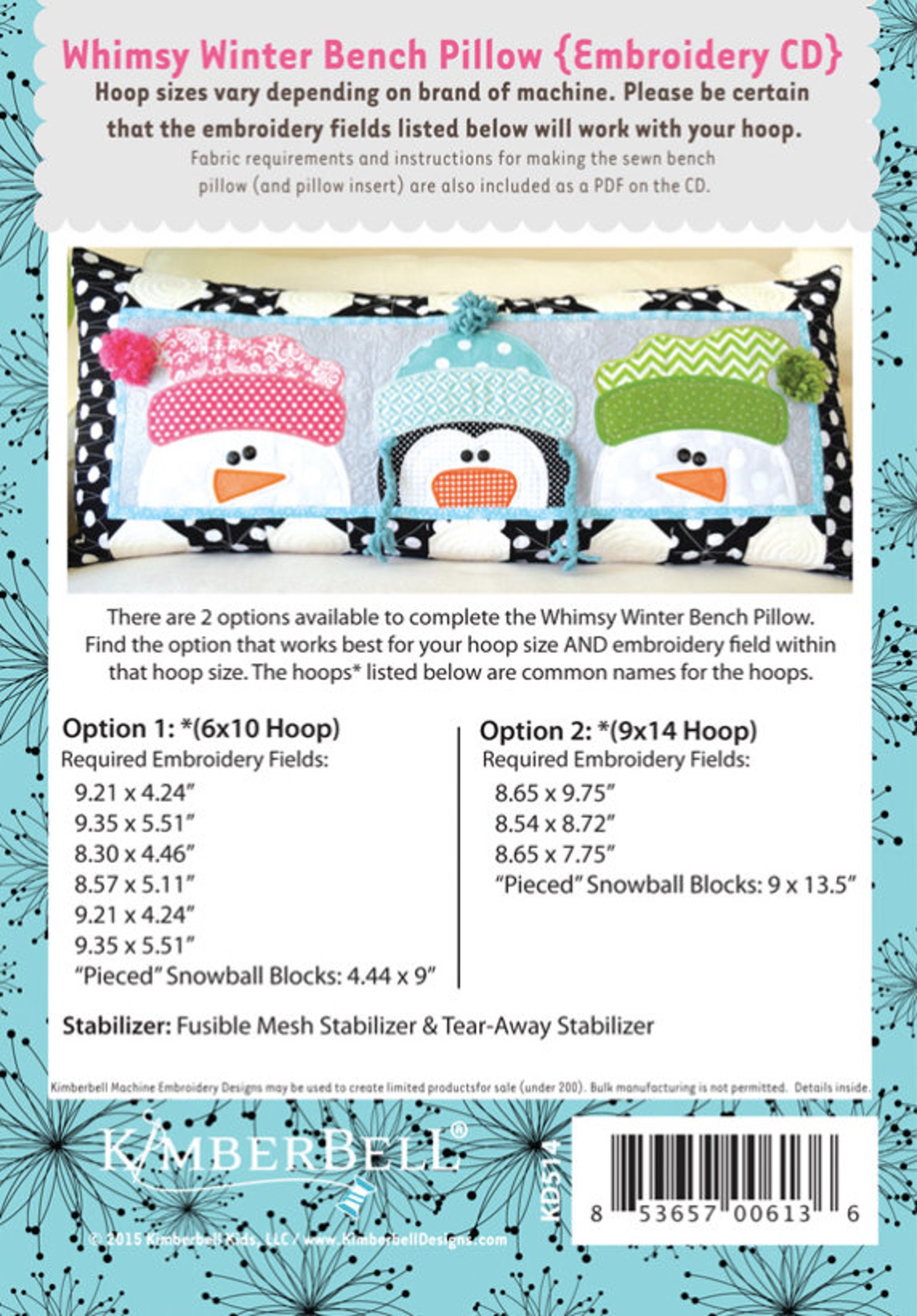 Kimberbell Bench Pillow Embroidery Machine Winter Bench - Etsy