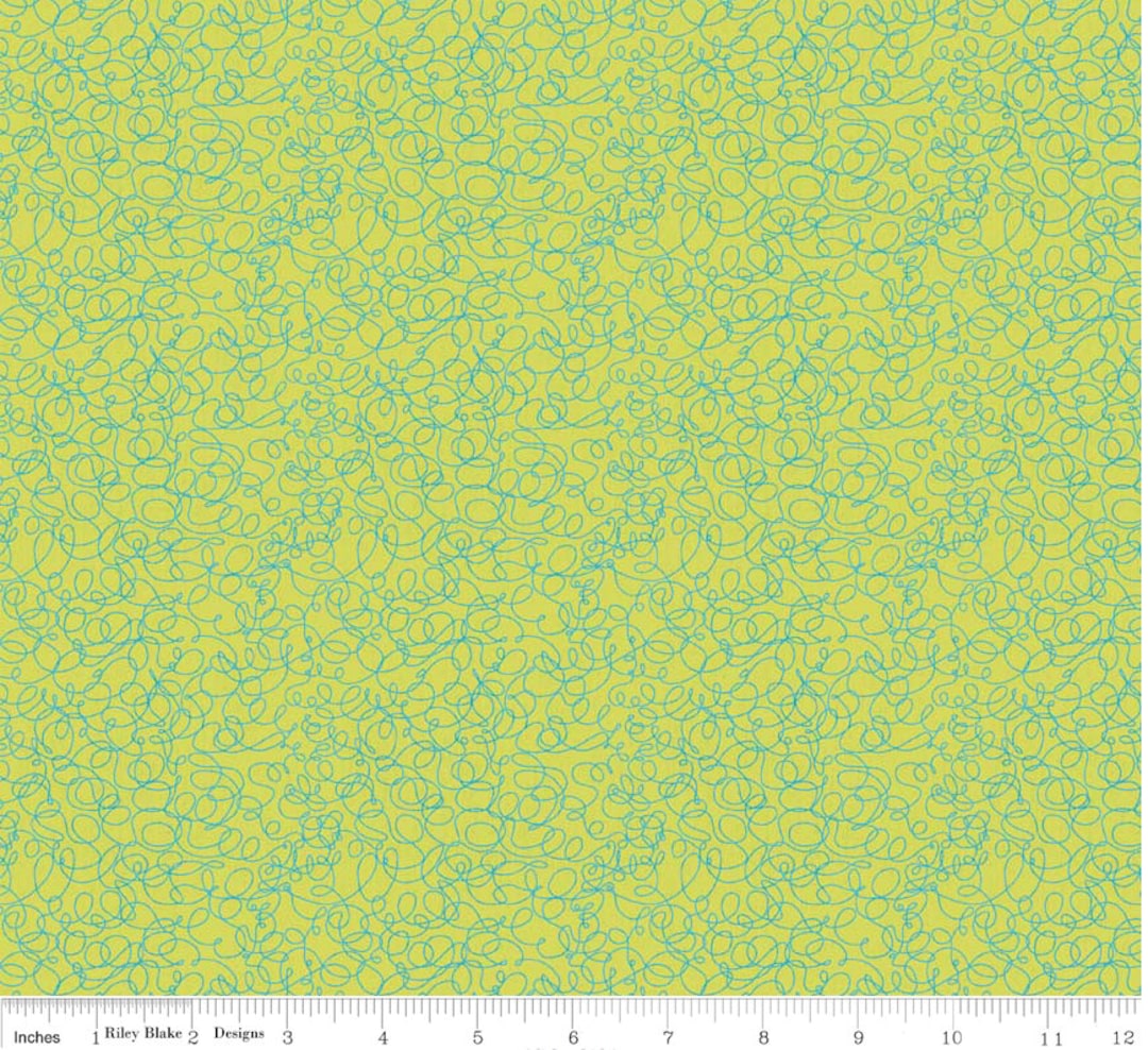 Happy Flappers - 1 Yard Cut - Novelty Fabric - Twirls Green - Cotton ...