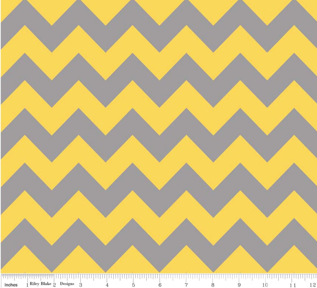 Medium Chevron Yellow/gray by Riley Blake Designs - 1 Yard Cut ...