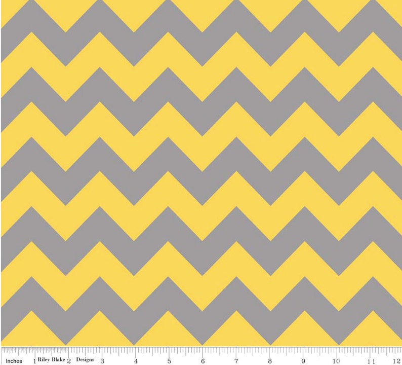 Medium Chevron Yellow/gray by Riley Blake Designs - 1 Yard Cut ...