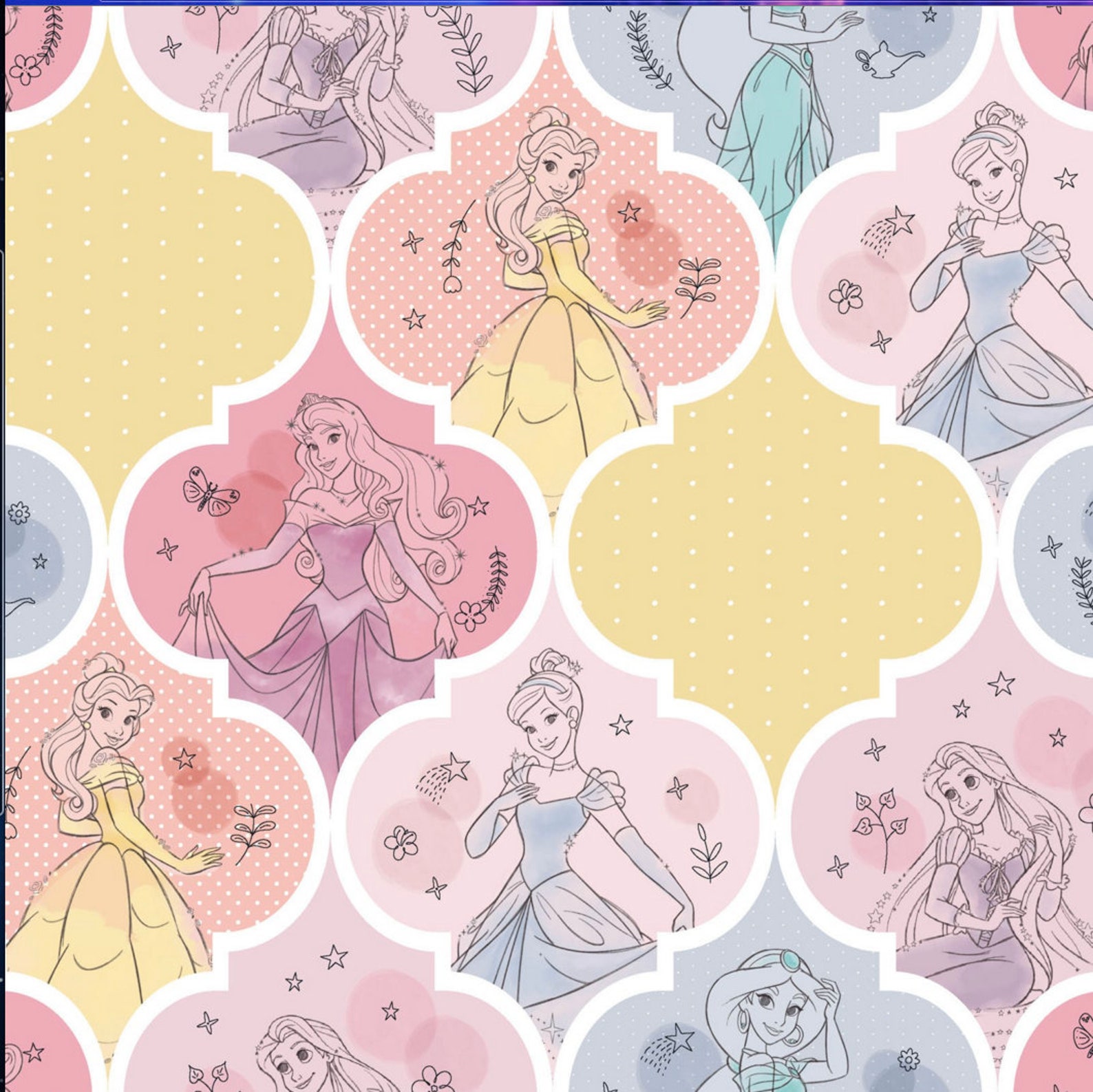 Princess - Princess Fabric- 1 Yard Cut - Princess Fabric - License ...