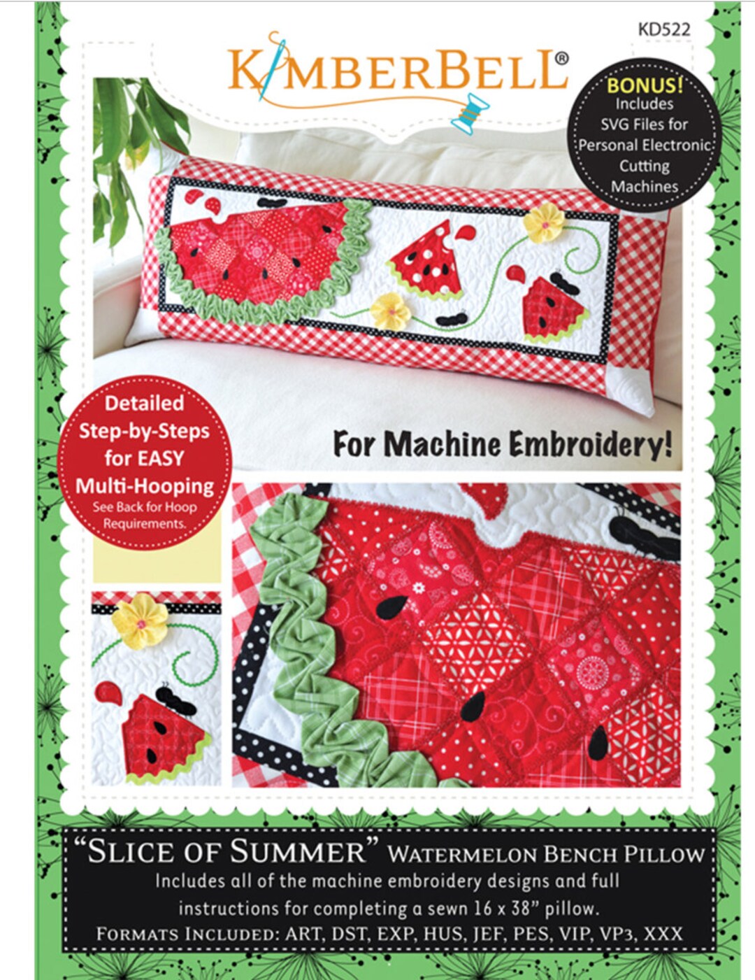 Kimberbell - Embroidery - Bench Pillow - Embroidery CD - Embroidery ...