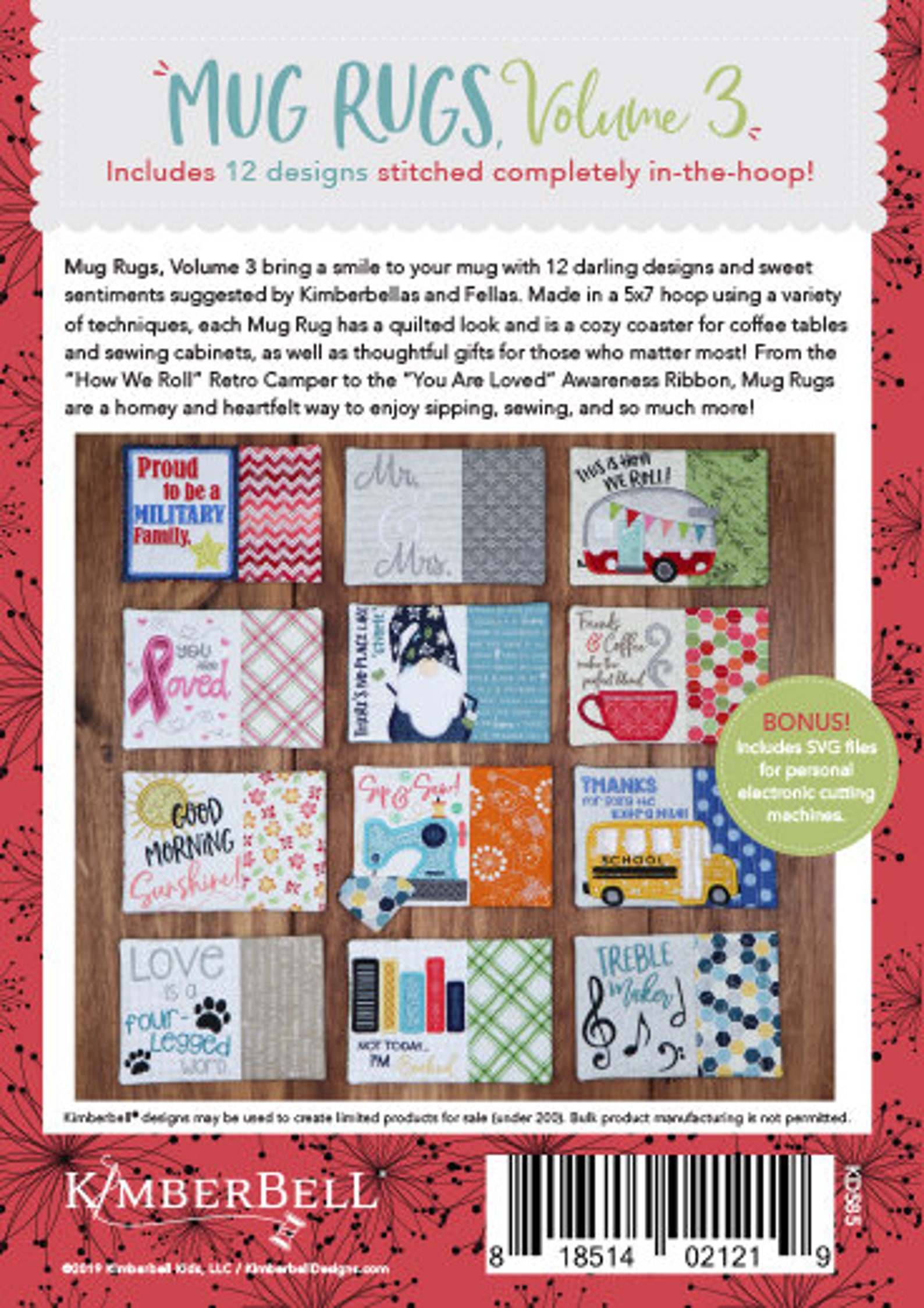 Kimberbell Embroidery Mug Rugs Embroidery CD Embroidery Design Pattern ...
