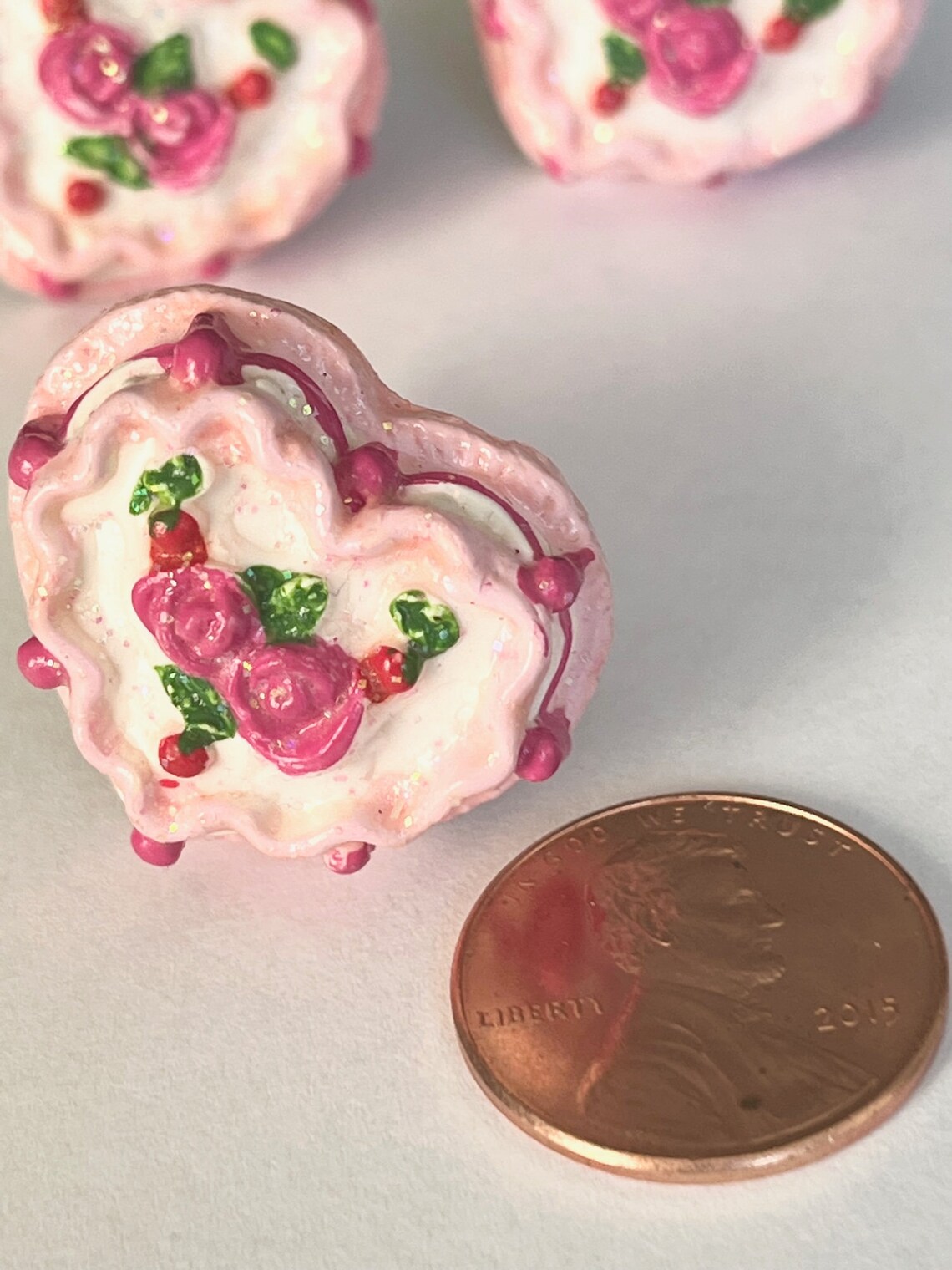 Heart Cake Ring Girls Women Teenager Polymer Clay Heart Adjustable Ring ...