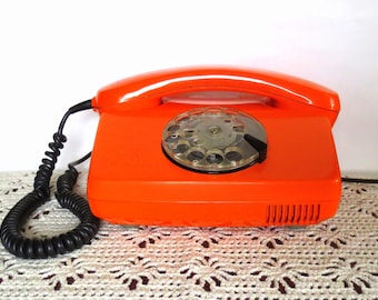 Restored Vintage ITT Model 500 Rotary (pulse) Dial Orange Desk Phone - Etsy