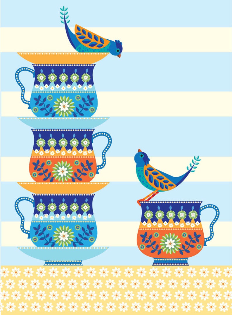 Illustration 'vintage Tea for Two' Print - Etsy