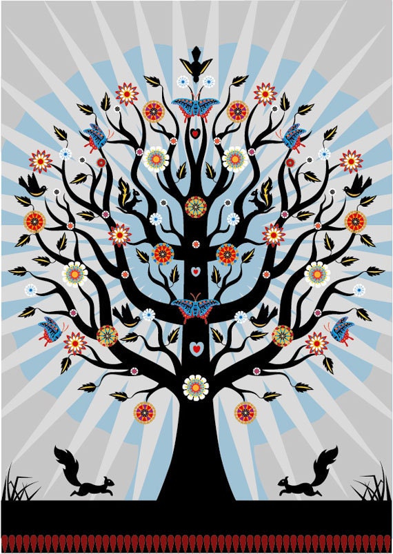 Tree Time Illustration Print A3 - Etsy