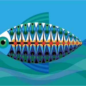 Mid Century Modern Fish Print - Etsy