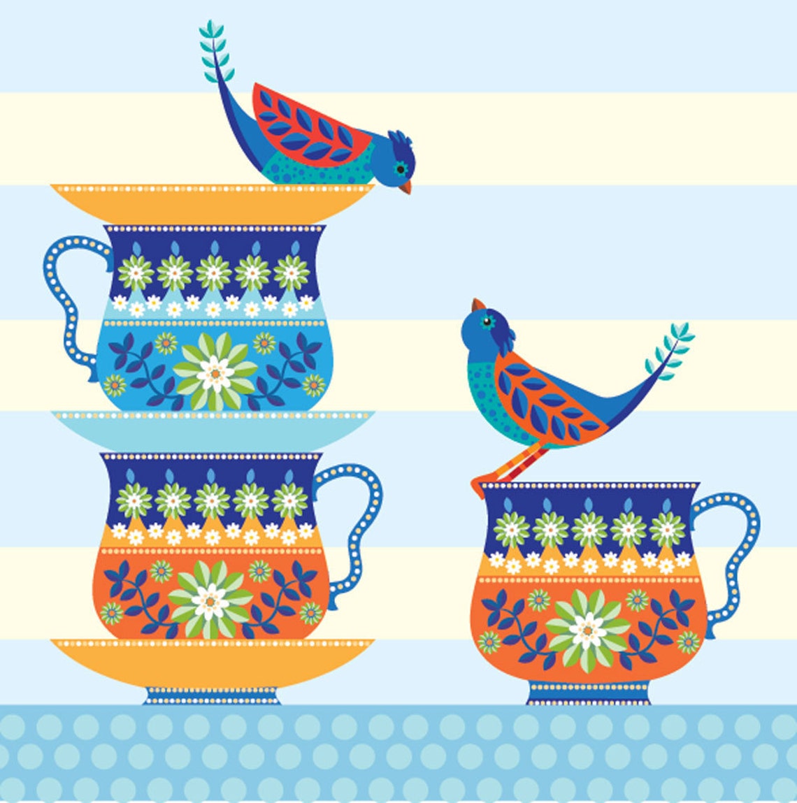 Illustration 'vintage Tea for Two' Print - Etsy