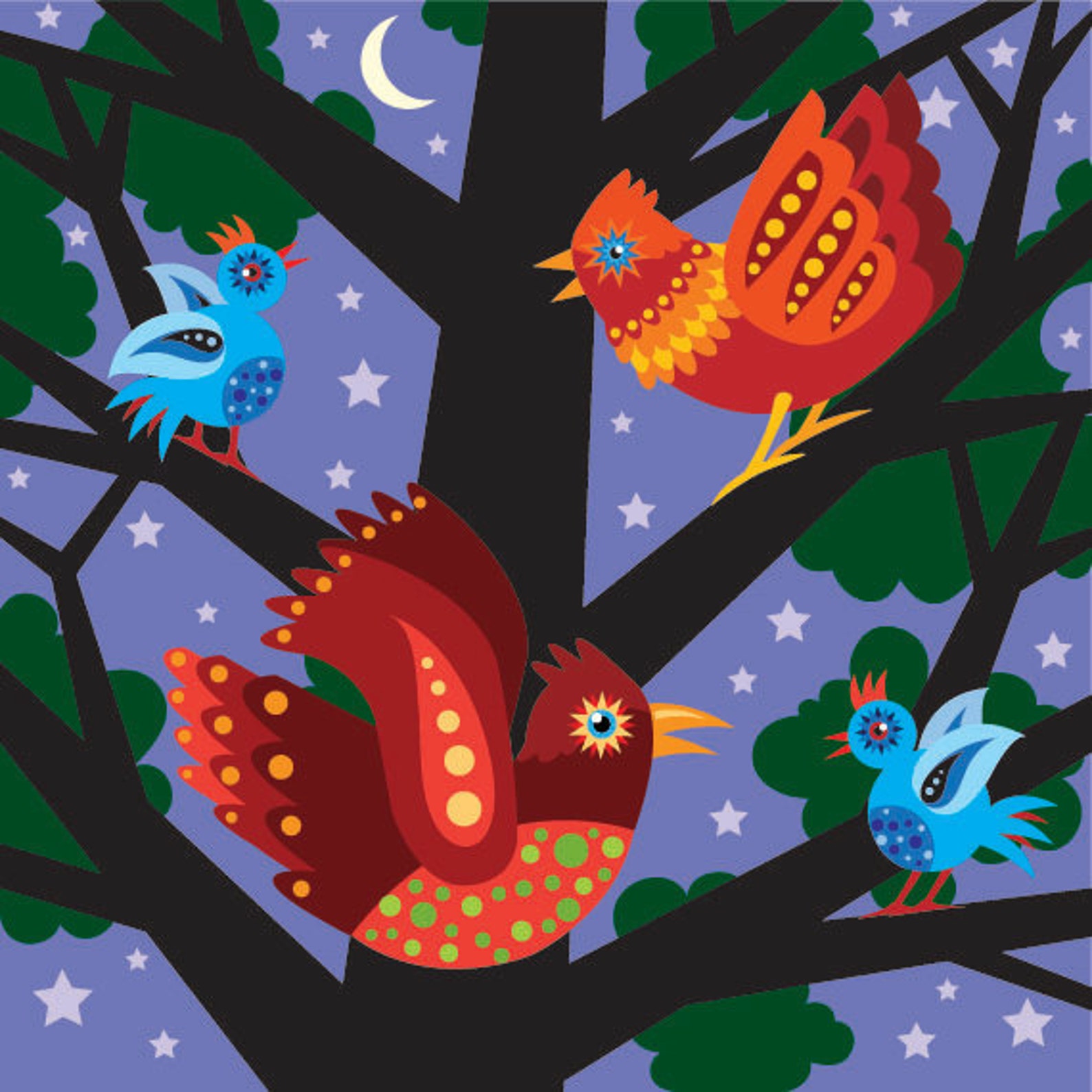 Night Bird Illustration Print - Etsy