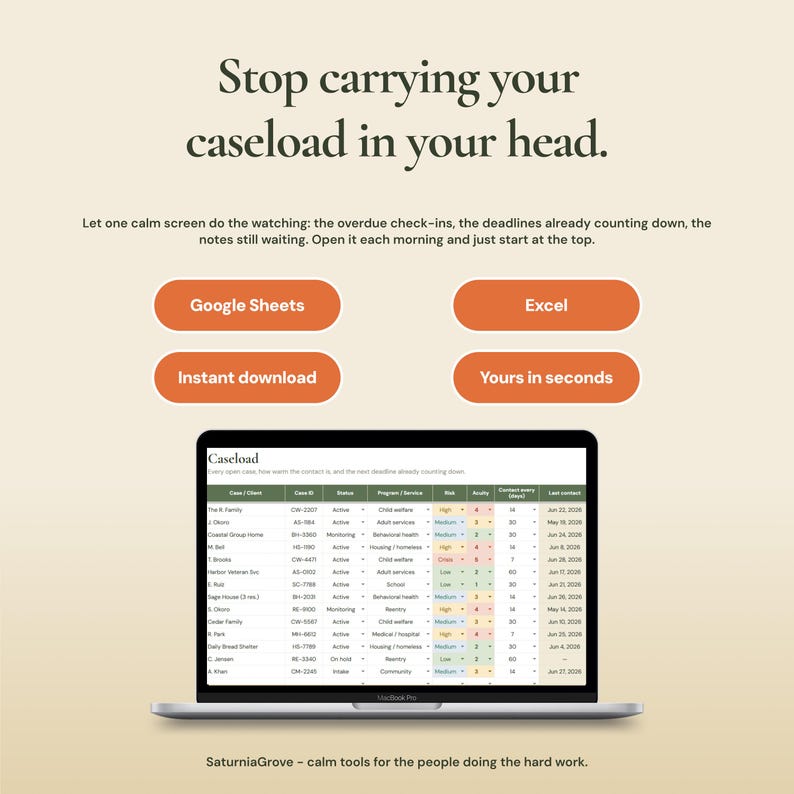 Caseload Tracker Google Sheet | Social Worker Case Management | Client ...