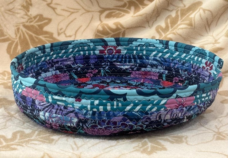 Jellyroll Rope Fabric Bowls Handmade(2): Rich Ocean Blue and Burgundy ...