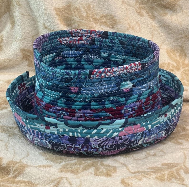 Jellyroll Rope Fabric Bowls Handmade(2): Rich Ocean Blue and Burgundy ...