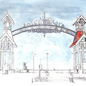 Ocean City, Maryland, Boardwalk Arch Watercolor Print, Seashore ...