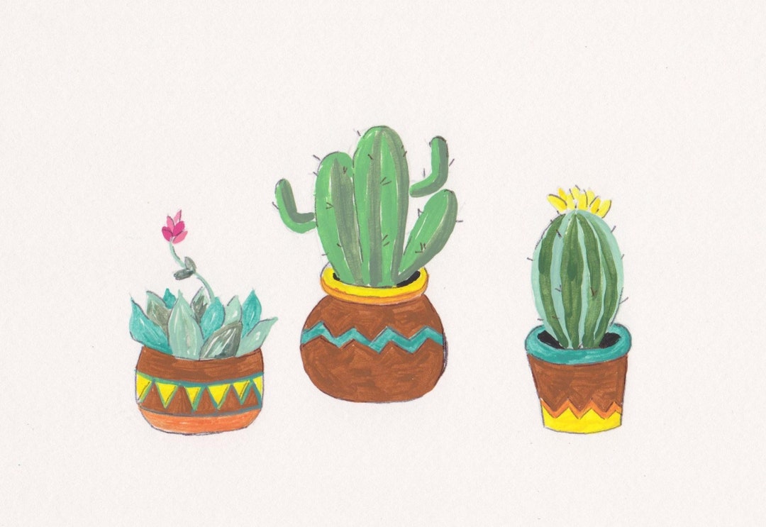 Cactus Watercolor Print, Cactii Wall Art, Succulent Picture ...