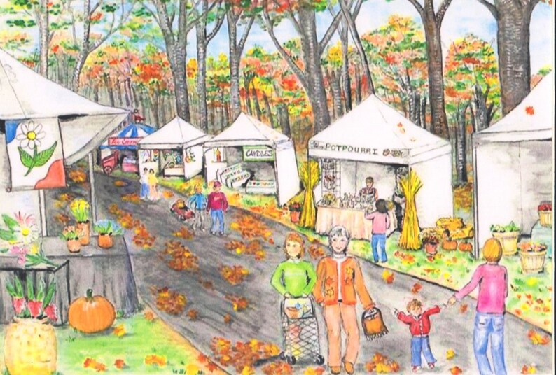 Fall Festival Print of Original Watercolor Painting, Home Decor Autumn ...