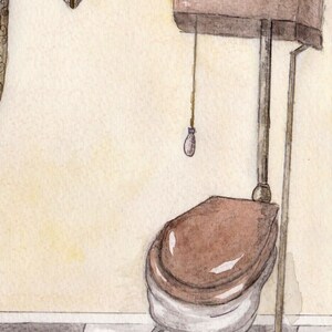 Vintage Toilet and Sink Watercolor Print, Bathroom Art, Victorian ...