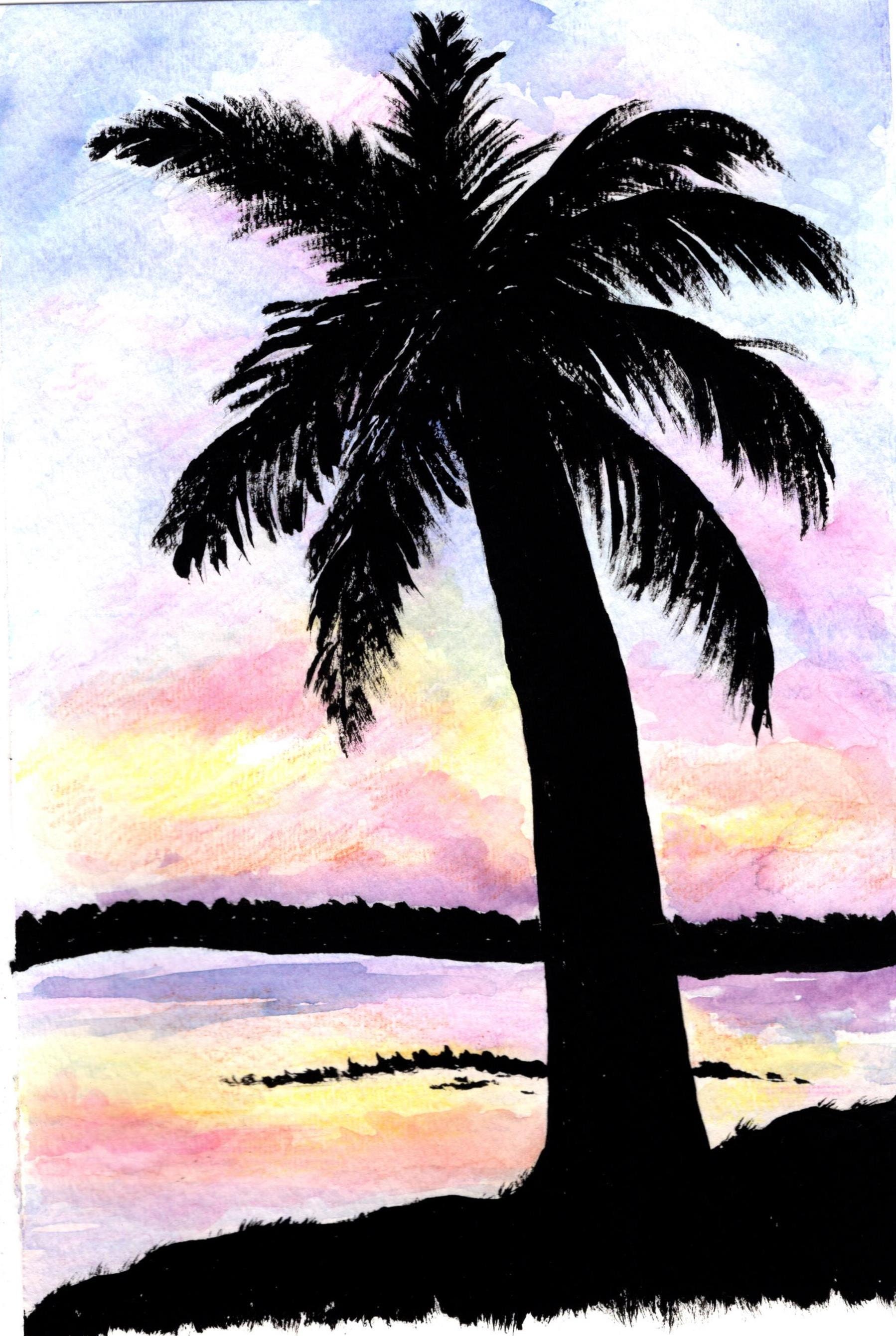 Palm Tree Silhouette Painting