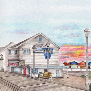 Ocean City Maryland Boardwalk Print: Watercolor Ferris Wheel Art - Etsy