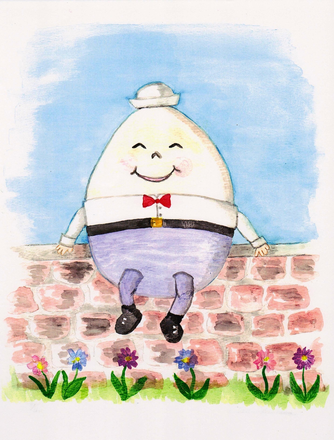 Humpty Dumpty Watercolor Print, Nursery Rhyme Painting, Kids Art Decor ...