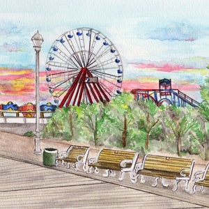 Ocean City Maryland Boardwalk Print: Watercolor Ferris Wheel Art - Etsy