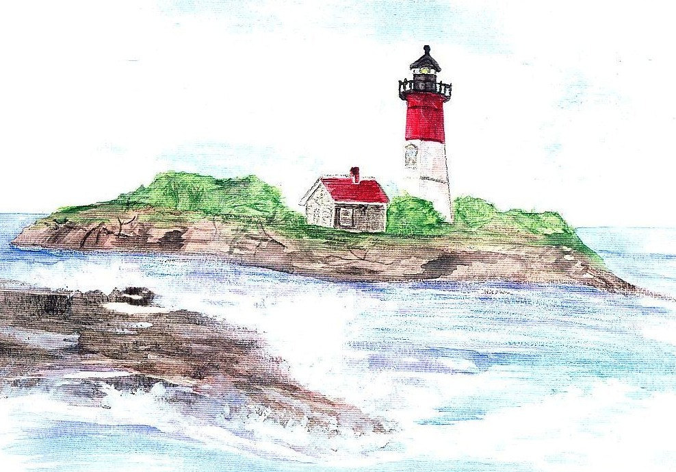 Nauset Lighthouse Print Cape Cod Watercolor Massachusetts - Etsy