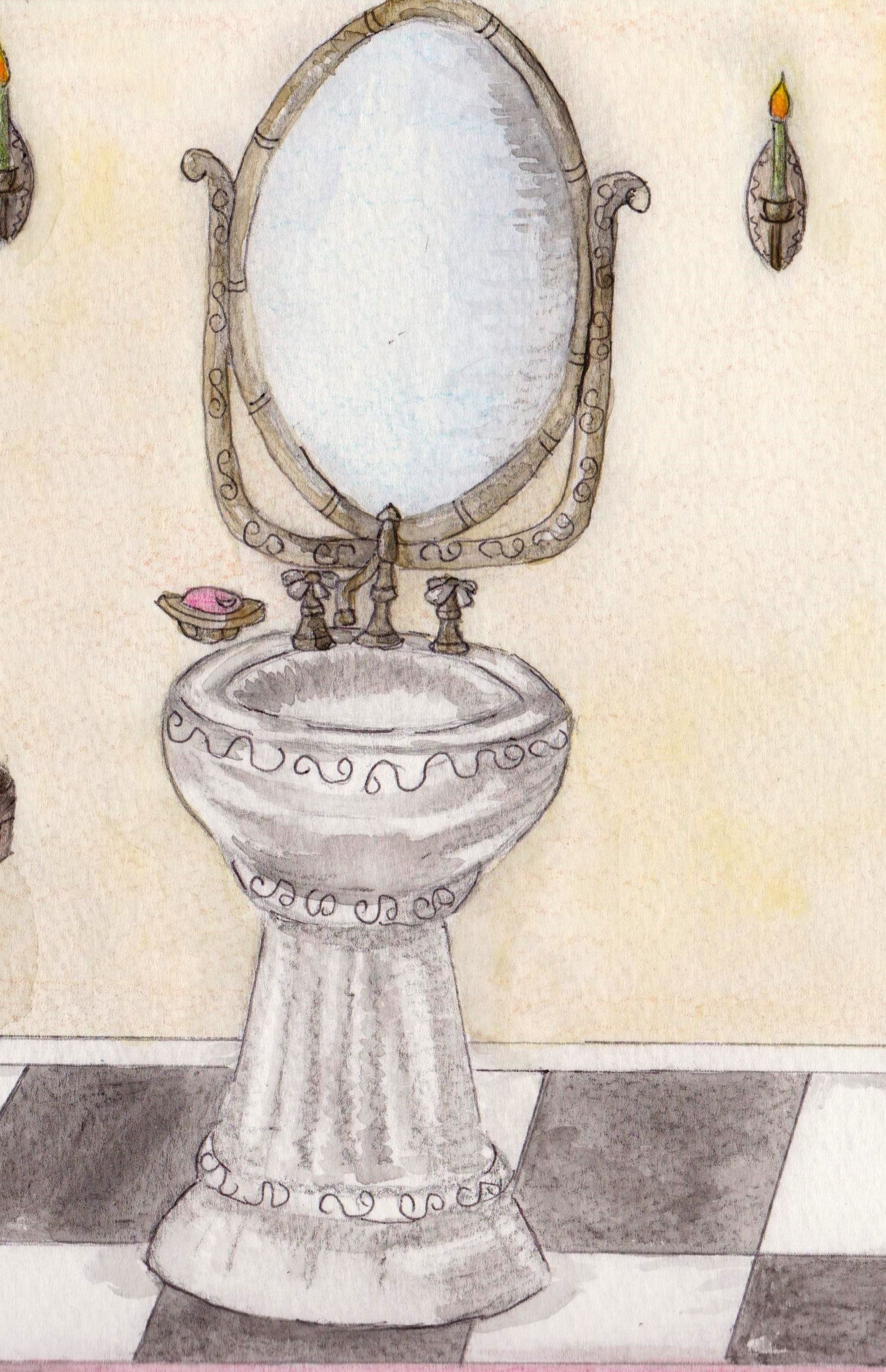 Vintage Toilet and Sink Watercolor Print, Bathroom Art, Victorian ...