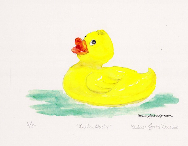 Rubber Ducky Watercolor Print: Whimsical Bathroom Kids Art - Etsy