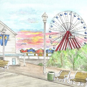 Ocean City Maryland Boardwalk Print: Watercolor Ferris Wheel Art - Etsy