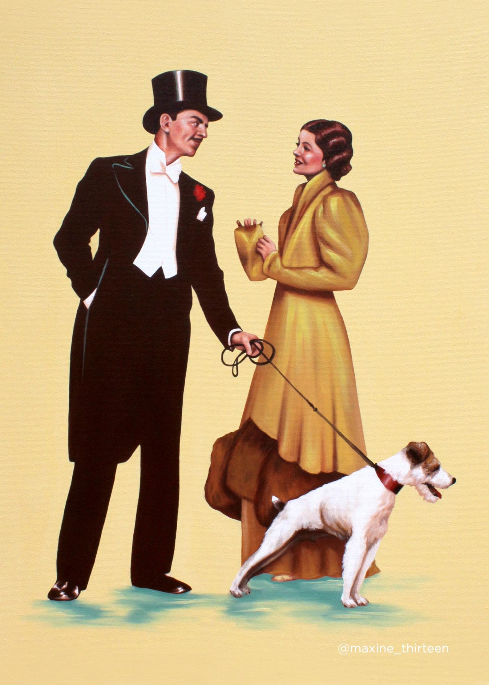 Nick, Nora and Asta Too - Postcard 5x7 - Oil Painting of Myrna Loy and ...