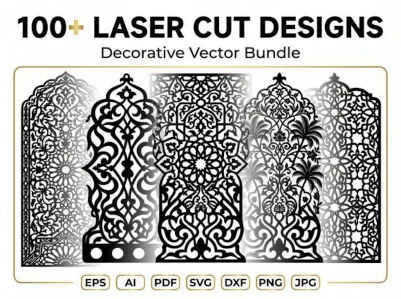 100+ Dekorative Laser Cut Designs Bundle (svg, eps, ai, pdf, dxf, png ...