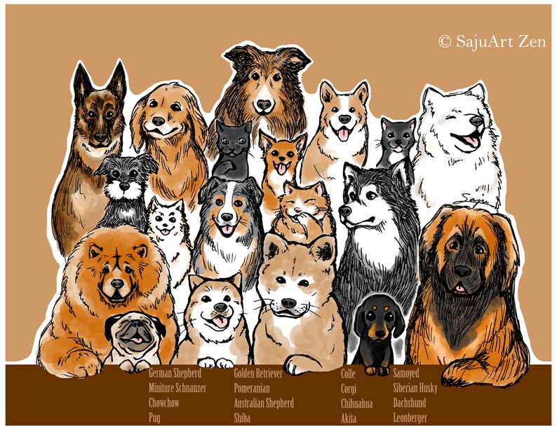 Print 8.5"x11" "year of Dogs ... Dogs?" - Zodiac - Portrait - Group ...
