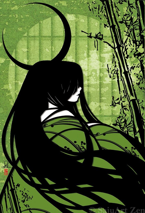 Postcard kaguya Bamboo Princess Japanese Tale | Etsy