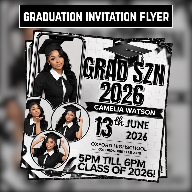 Graduation Invitation Flyer Template: Class of 2026 Announcement ...