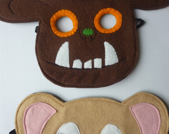 Hand Finished Gruffalo and Mouse Set Mask Dress up or Role | Etsy