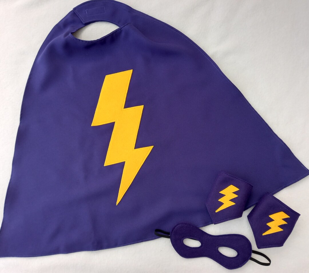 Lightning Flash Cape With Cuffs and Mask. Child's Costume/fancy Dress ...