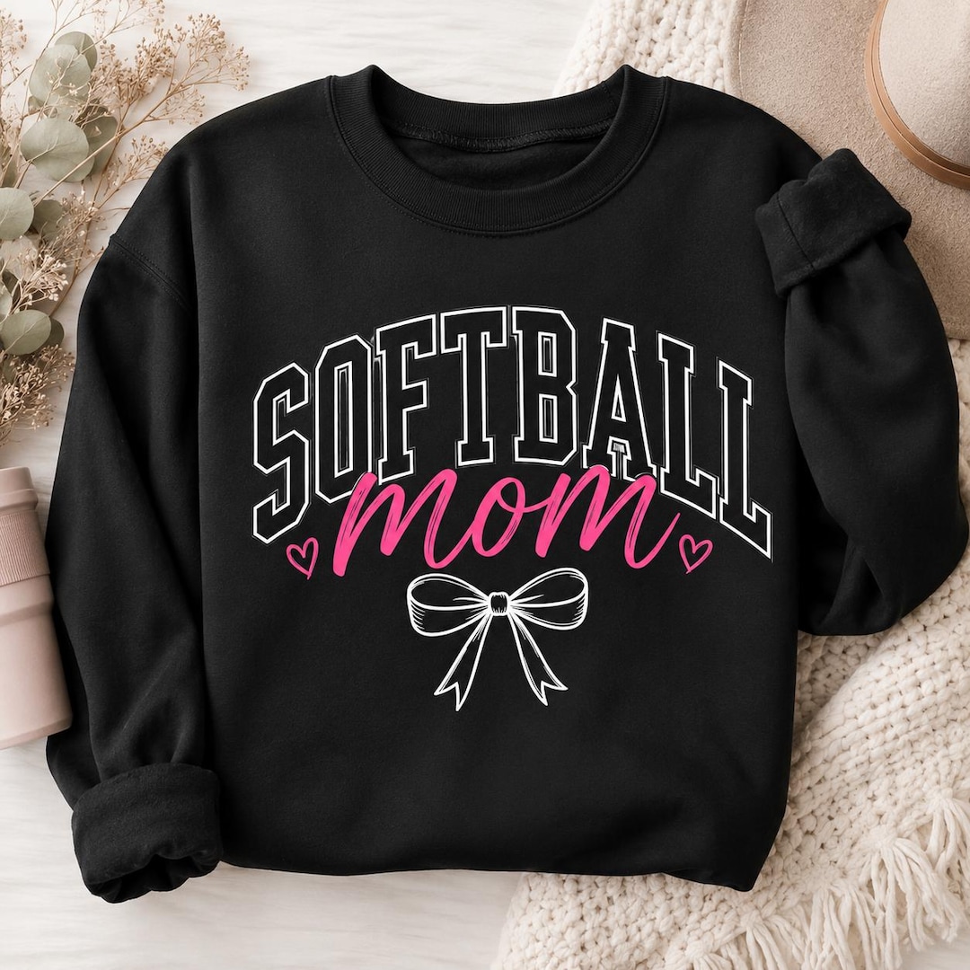 Softball Mom SVG PNG, Pink Bow Varsity Design (digital Download) - Etsy
