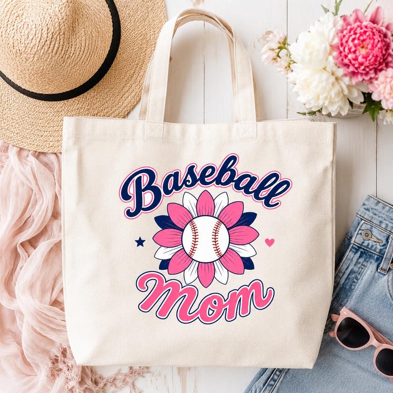 Baseball Mom Flower SVG PNG, Sports Mama Game Day Shirt Design (digital ...