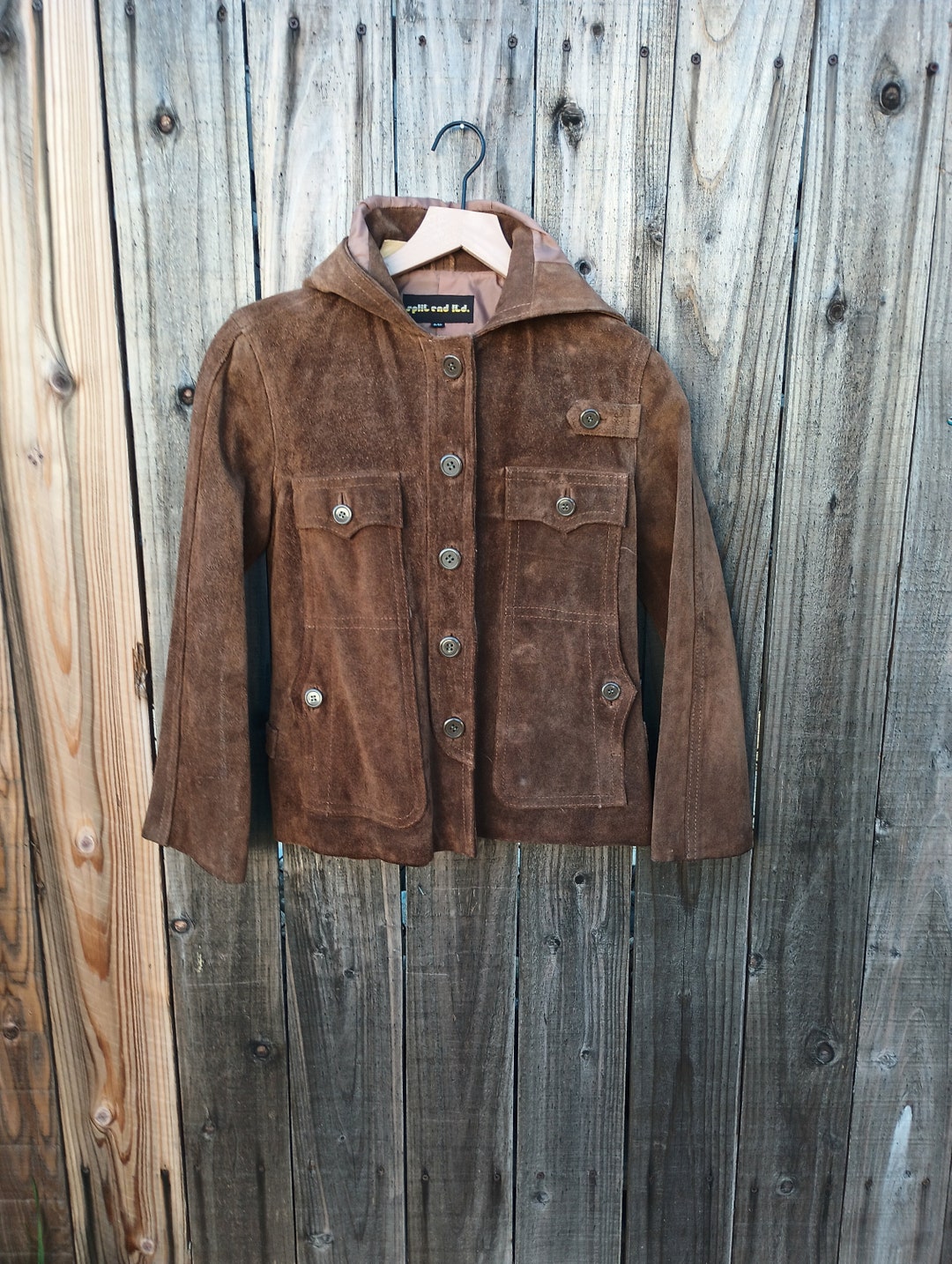 Vintage Hooded Suede Jacket Split End XS - Etsy